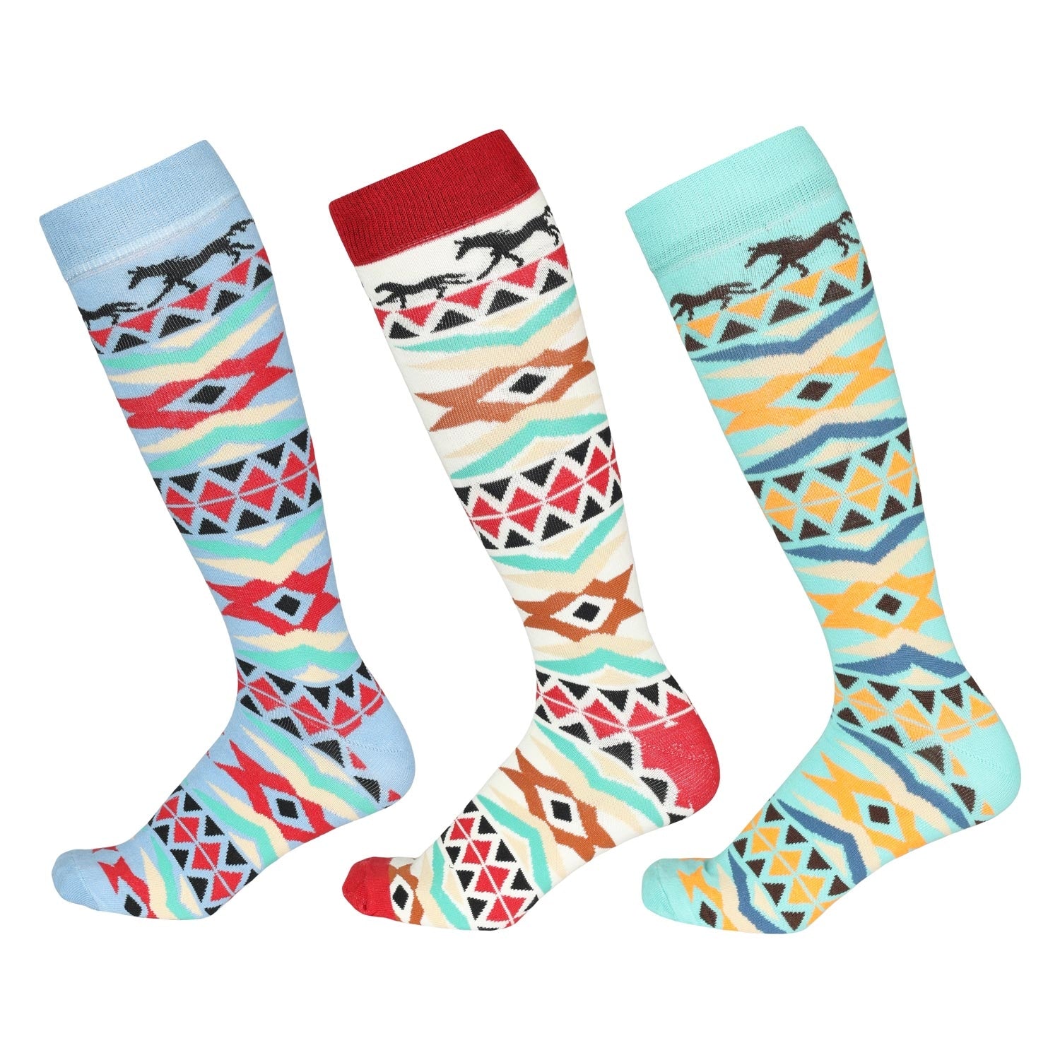 AWST Int'l Ladies Aztec Knee Socks- 3 Pack– StateLineTack